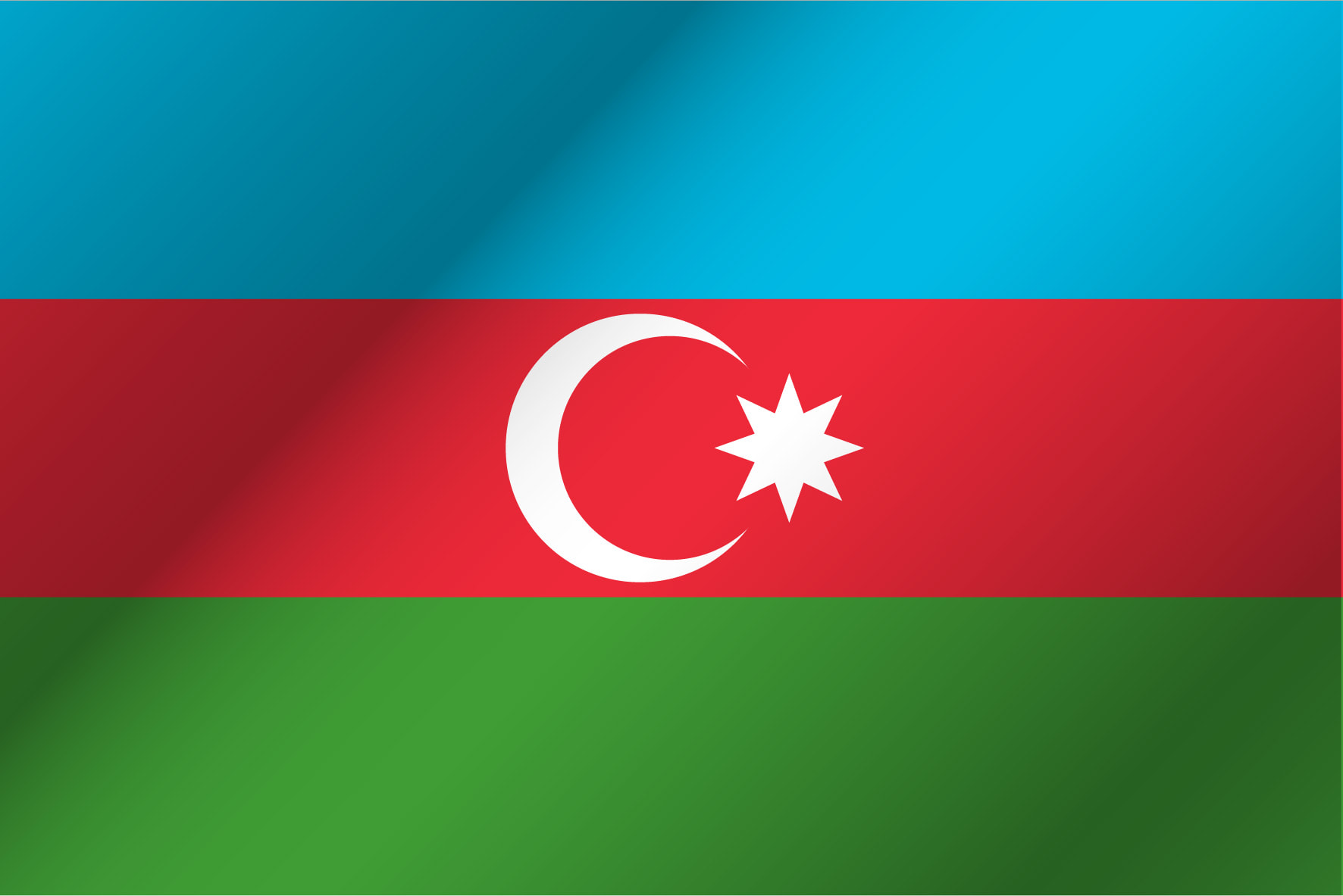 Bandera azul roja y verde con luna y estrella