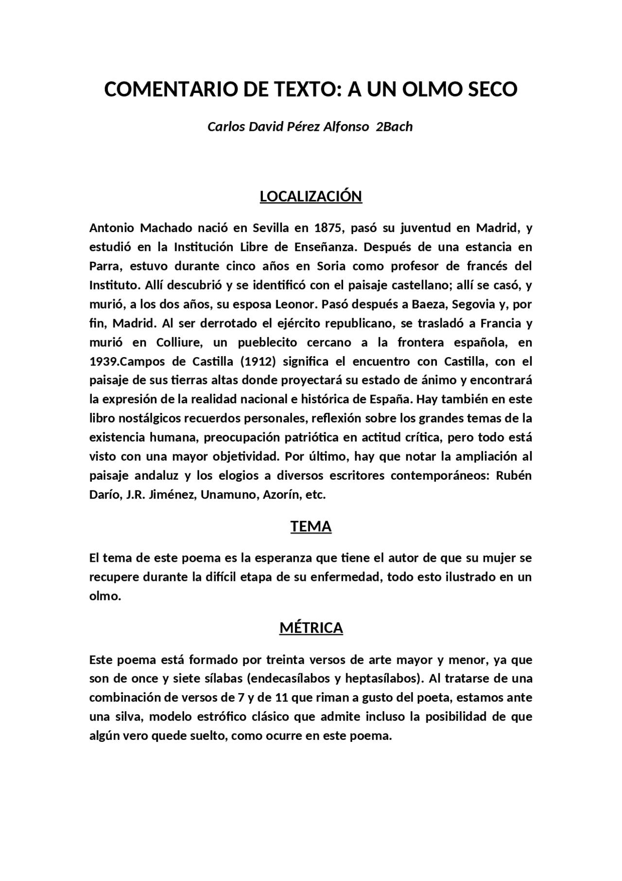 Comentario de texto a un olmo seco