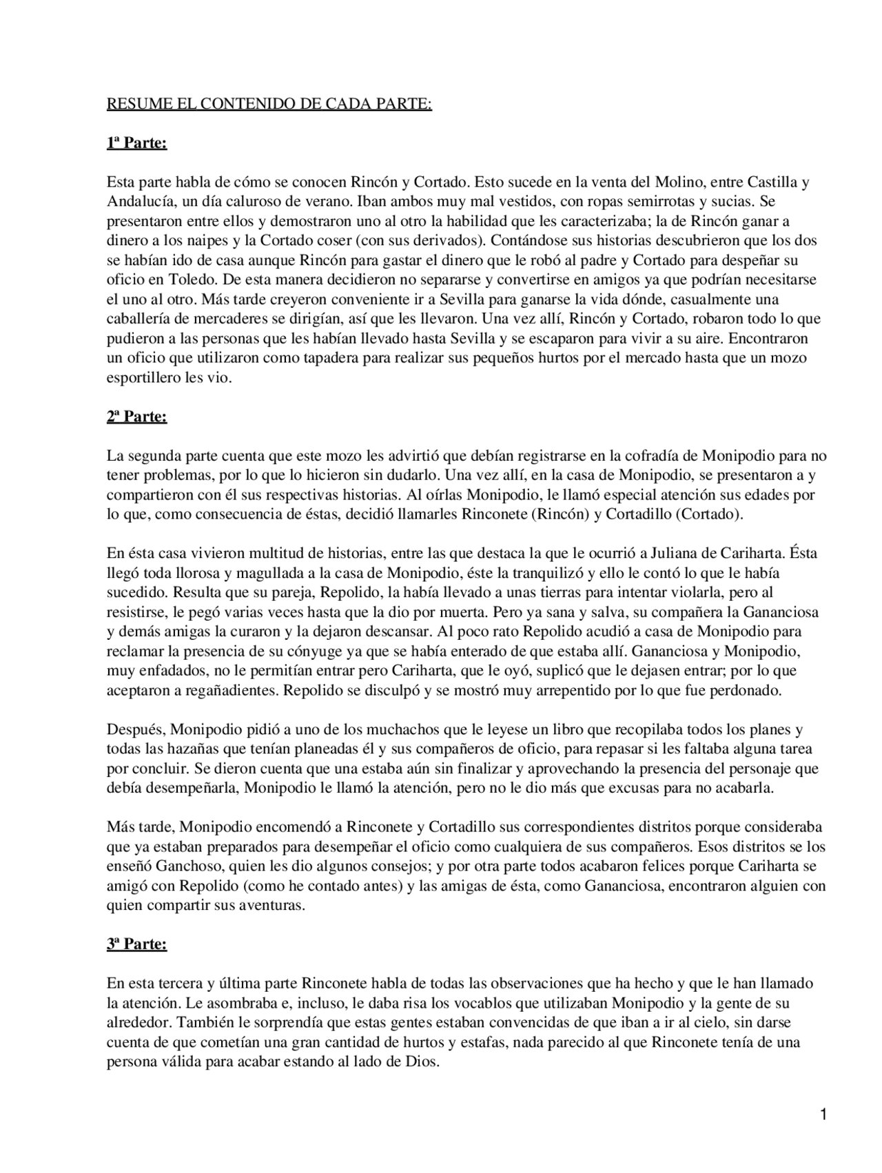 Rinconete Y Cortadillo Resumen Por Cap tulos
