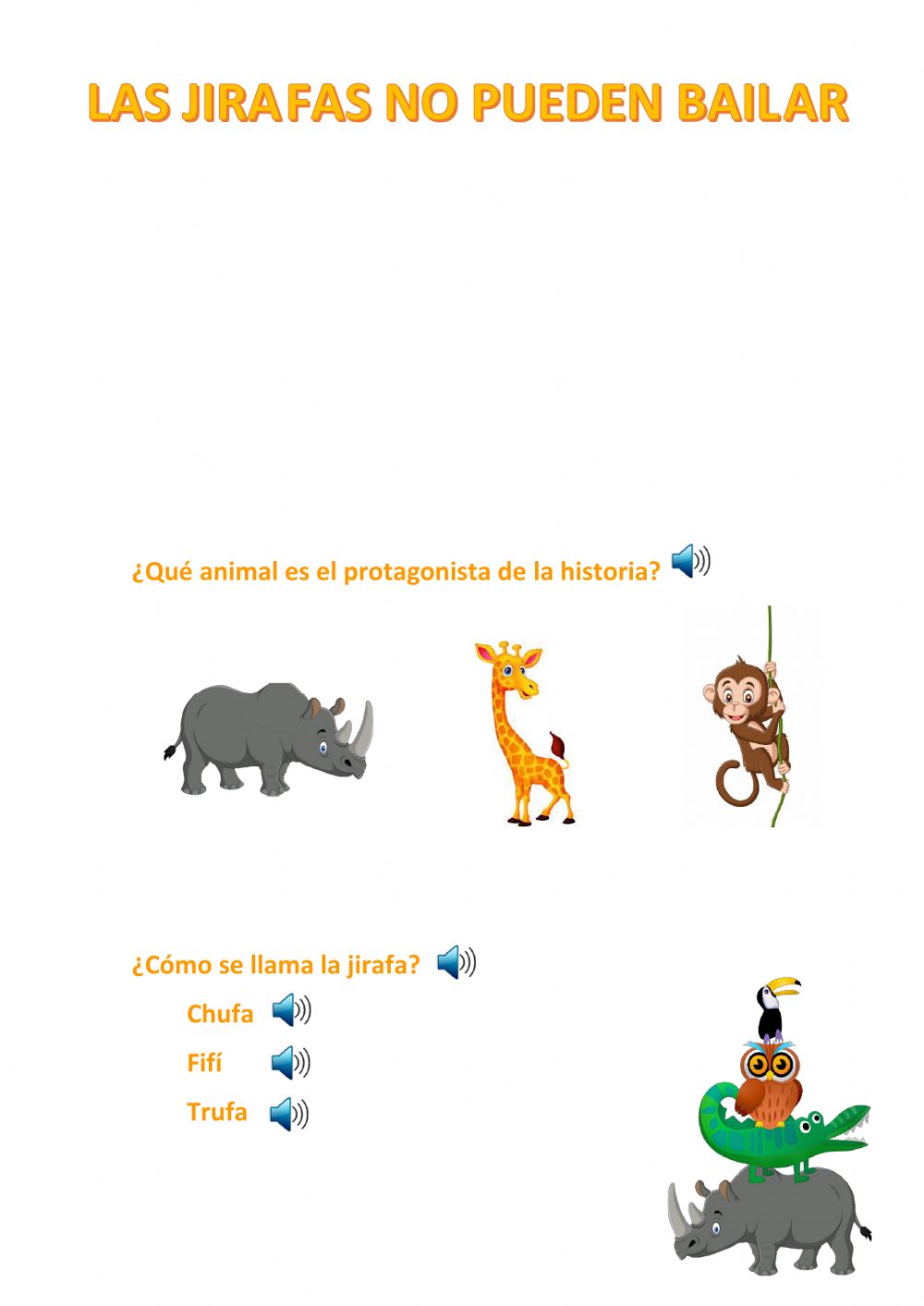 Actividades cuento las jirafas no pueden bailar