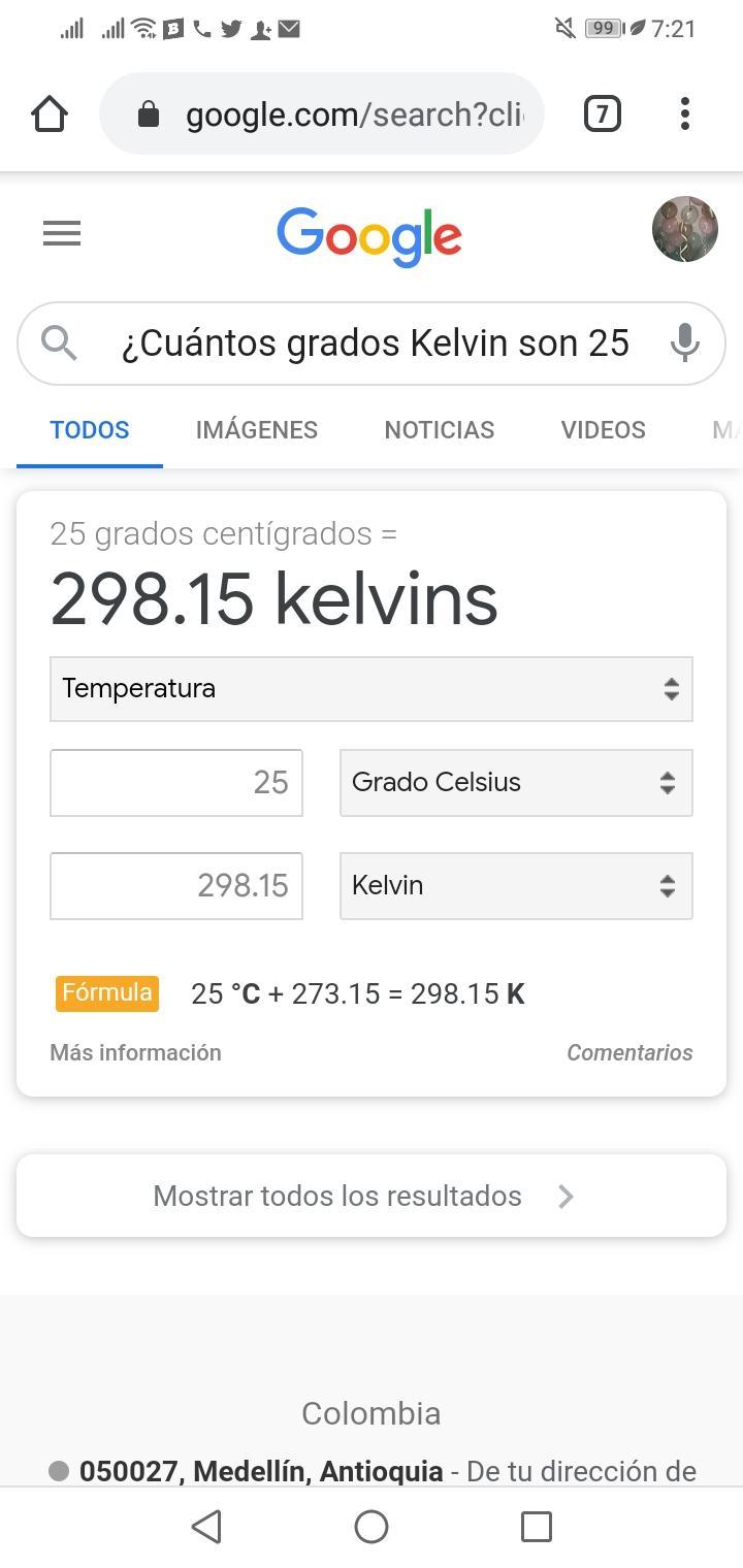 Cuantos kelvin son 25 grados