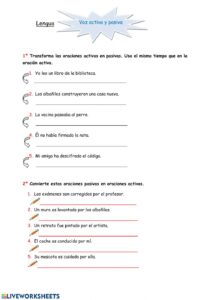 Voz activa y pasiva ejercicios PDF